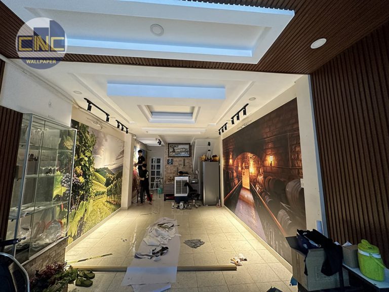 Thi công tranh dán tường 3D cho ông chủ tiệm rượu